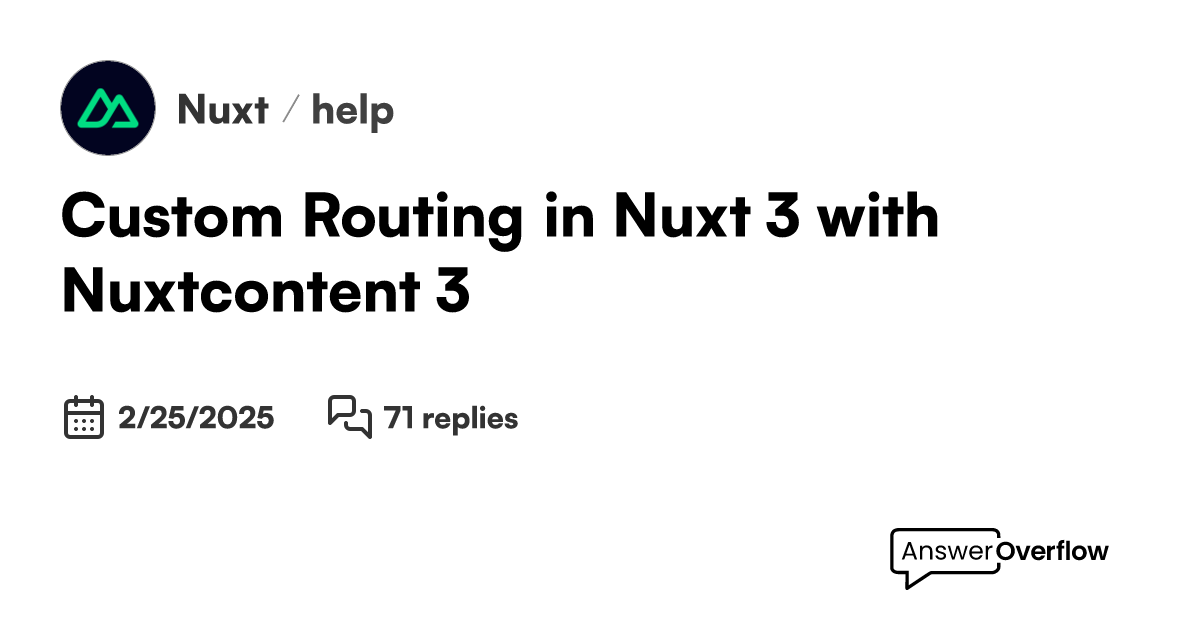 Custom Routing in Nuxt 3 with Nuxt/content 3 - Nuxt