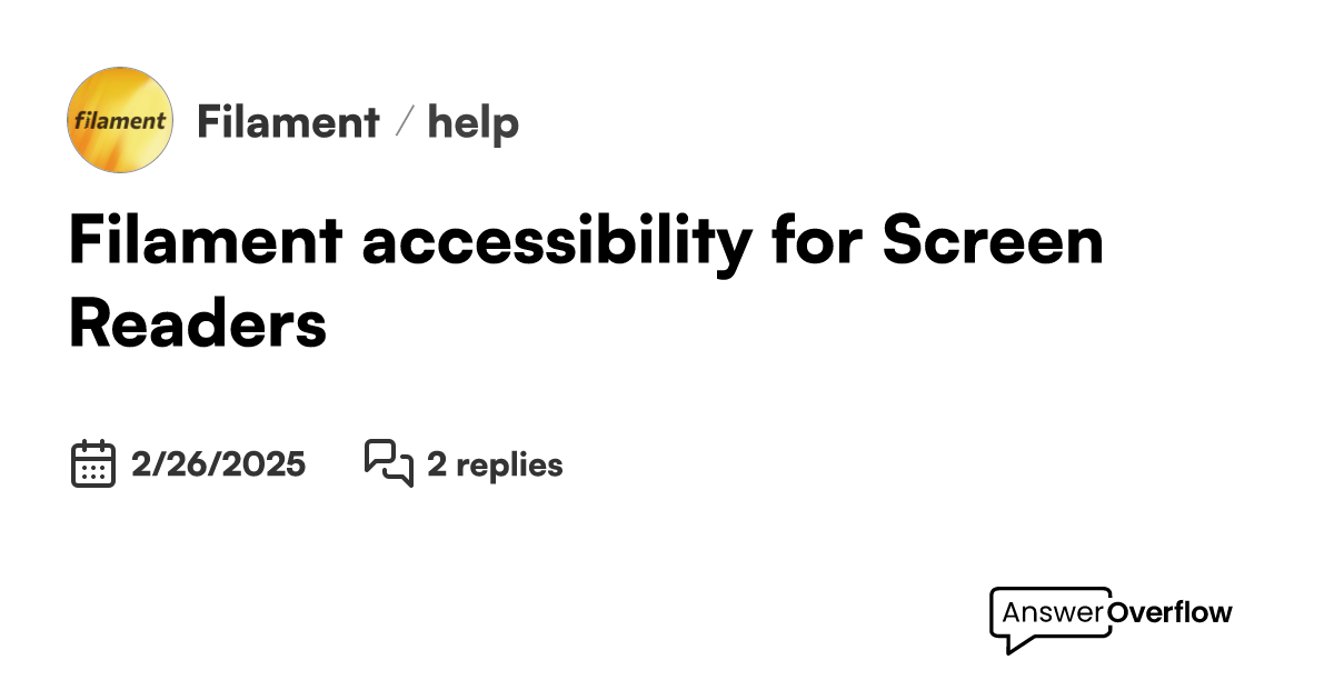 Filament accessibility for Screen Readers - Filament