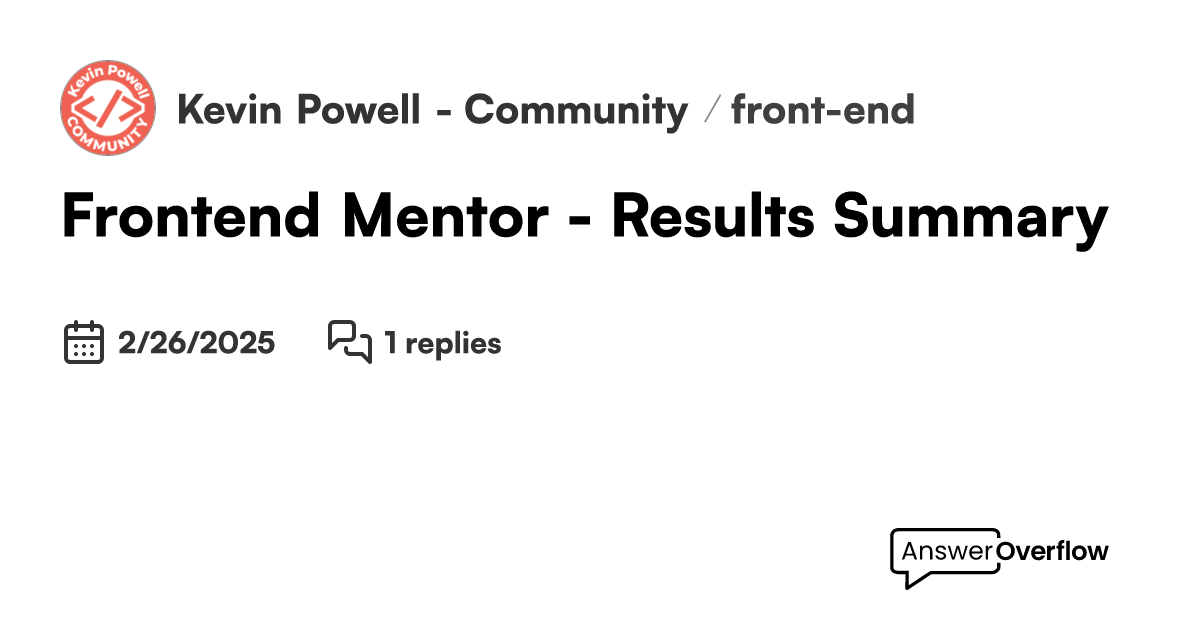 Frontend Mentor - Results Summary - Kevin Powell - Community