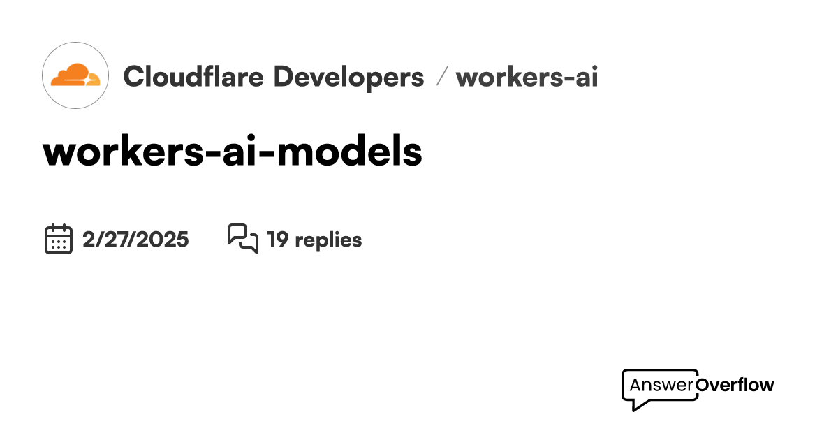 ?workers-ai-models - Cloudflare Developers