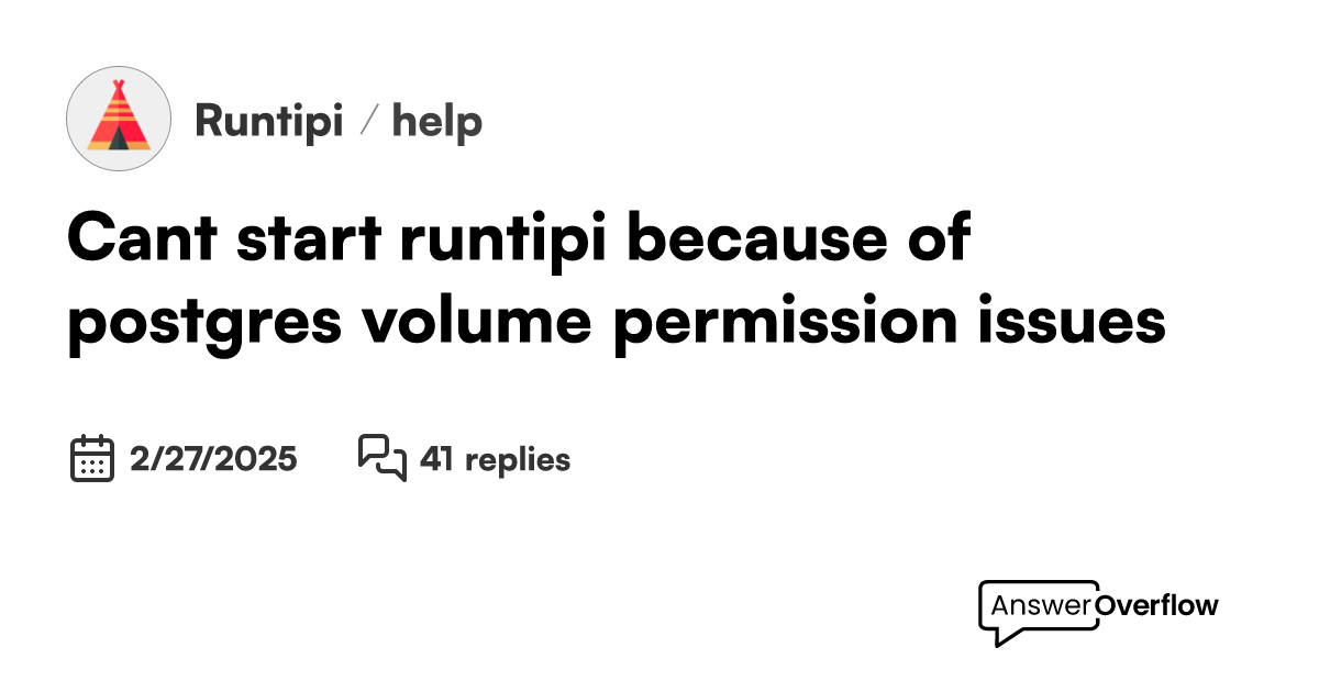 Can't start runtipi because of postgres volume permission issues - Runtipi
