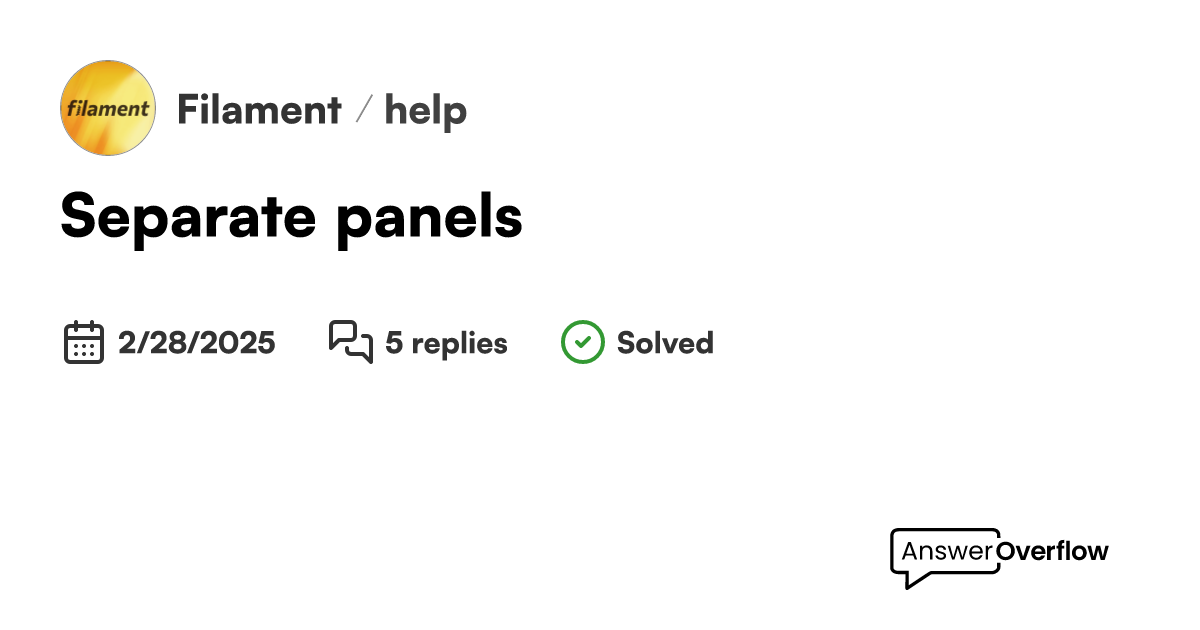 Separate panels - Filament