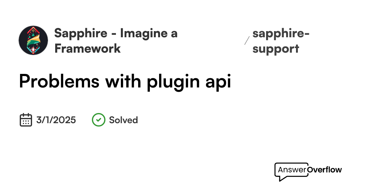 Problems with plugin api - Sapphire - Imagine a framework