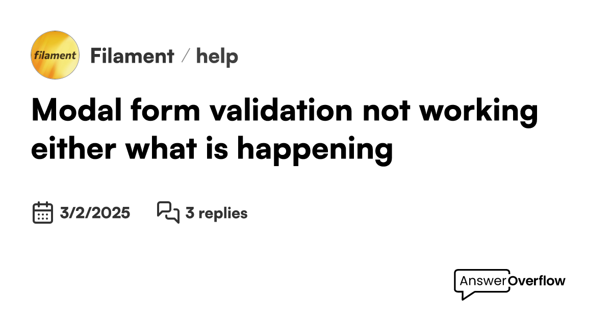 Modal form validation not working either.... what is happening - Filament