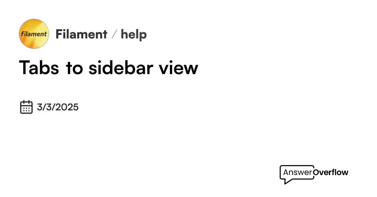 Tabs to sidebar view - Filament
