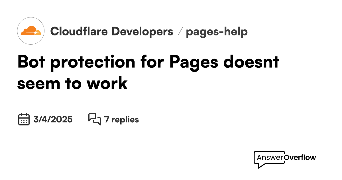 Bot protection for Pages doesn't seem to work - Cloudflare Developers