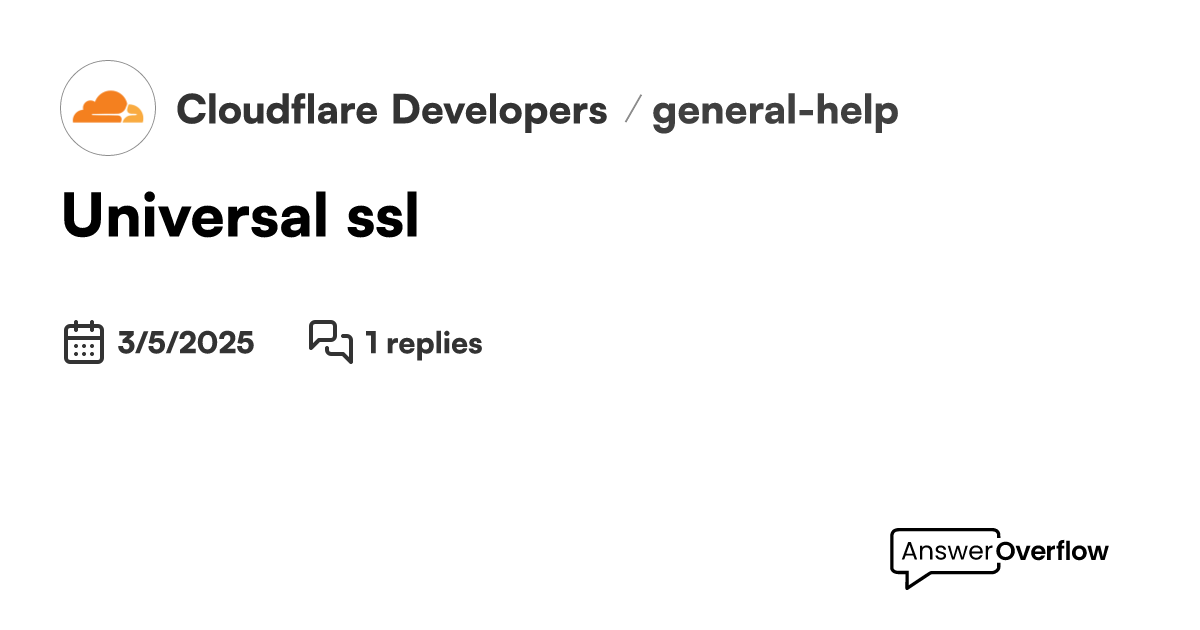 Universal ssl - Cloudflare Developers