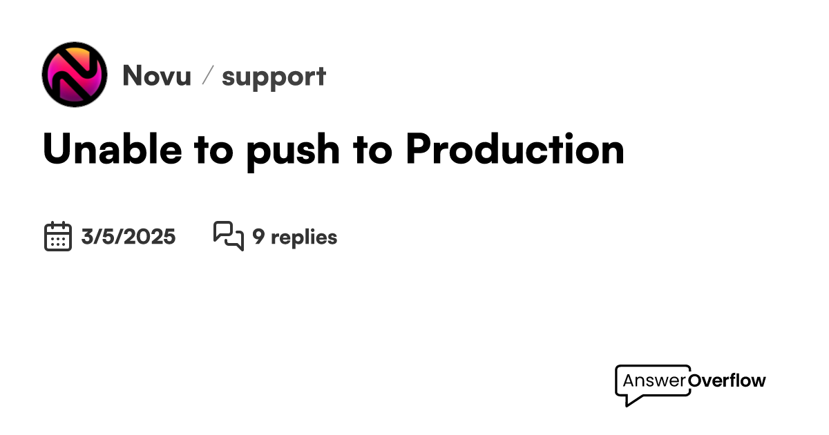 Unable to push to Production - Novu