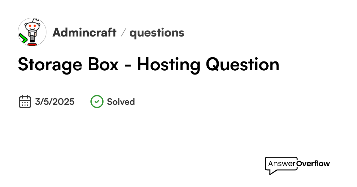 Storage Box - Hosting Question - Admincraft