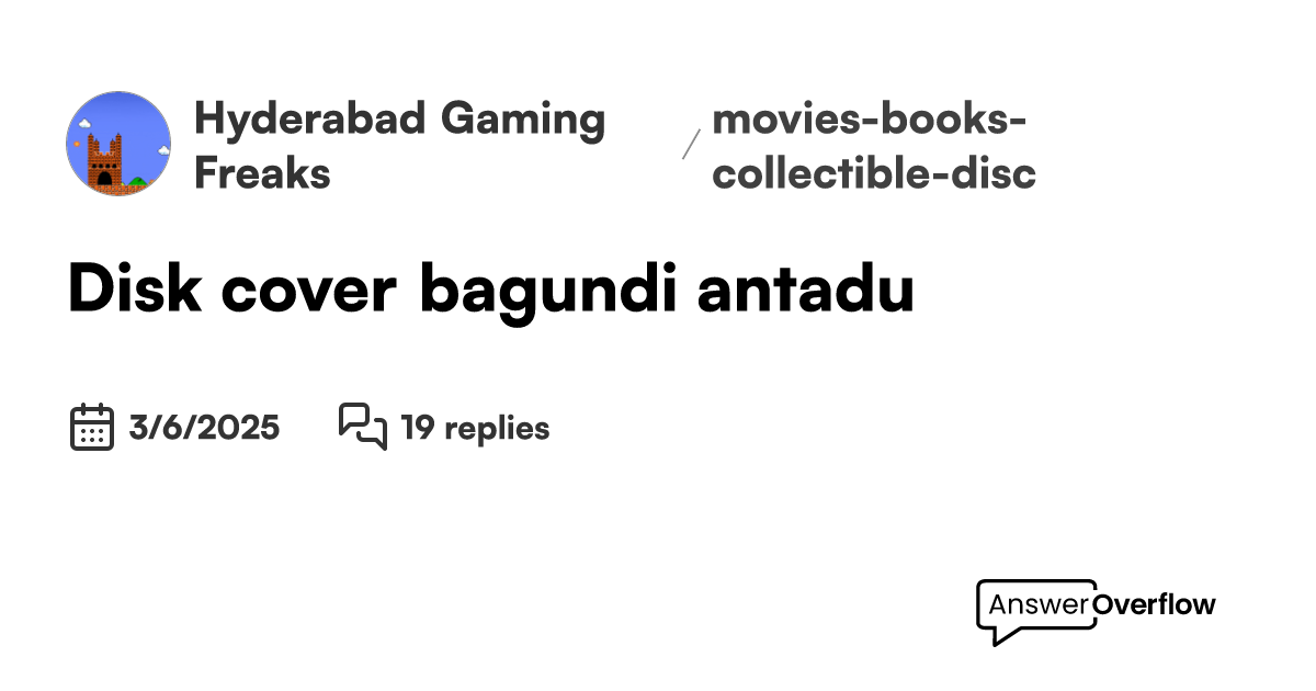 Disk cover bagundi antadu - Hyderabad Gaming Freaks!🎮🇮🇳