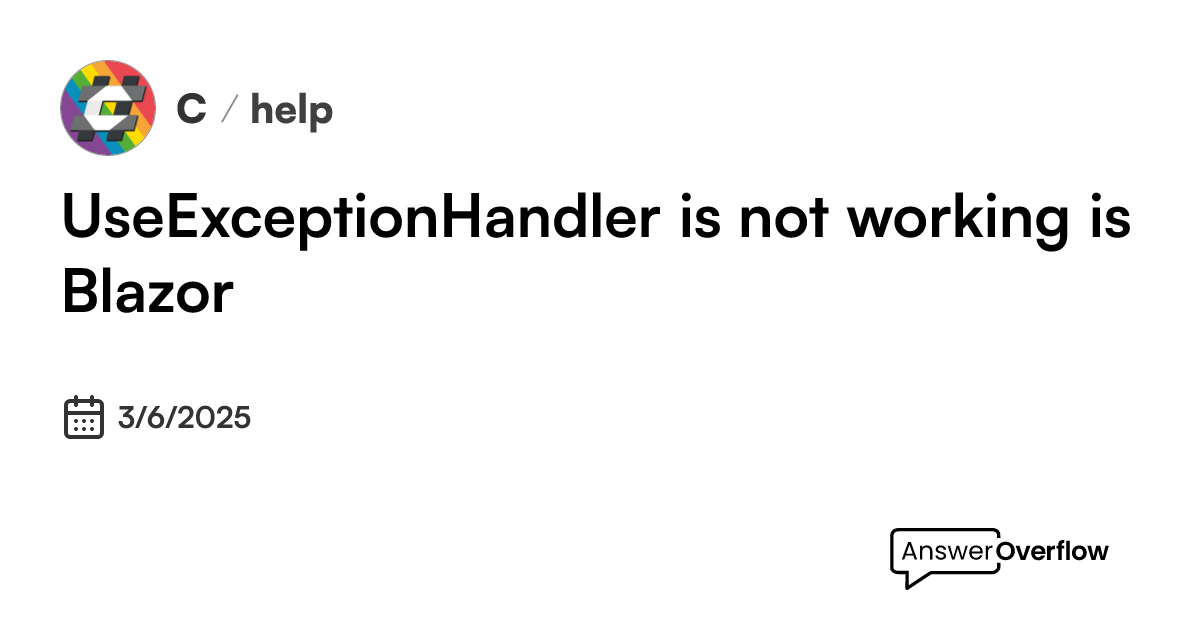 UseExceptionHandler is not working is Blazor - C#