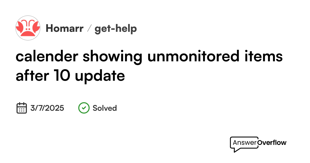 calender showing unmonitored items after 1.0 update - Homarr
