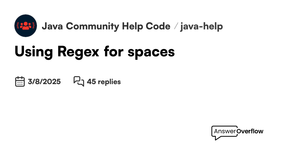 Using Regex For Spaces Java Community Help Code Learn 