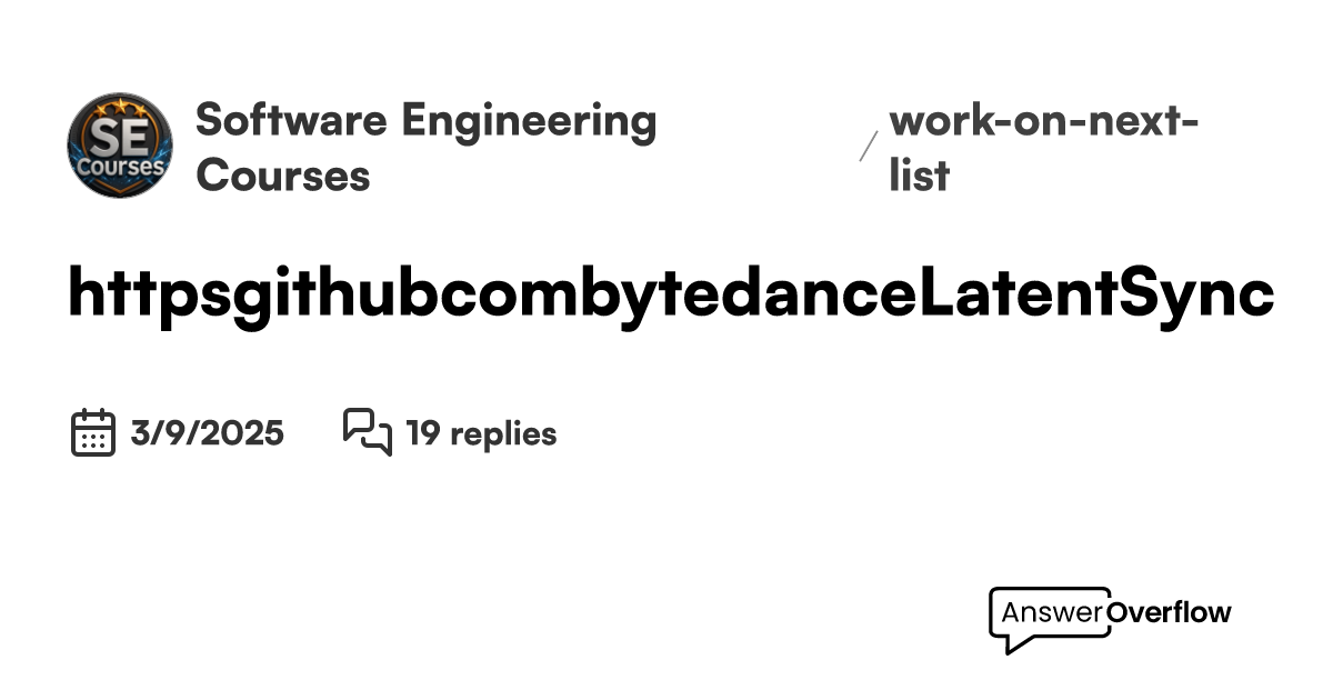 https://github.com/bytedance/LatentSync - Software Engineering Courses (SECourses)