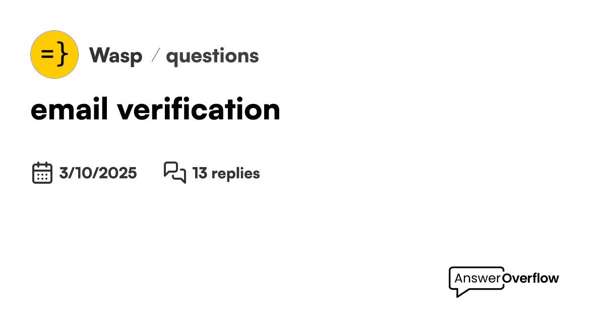 email verification - Wasp