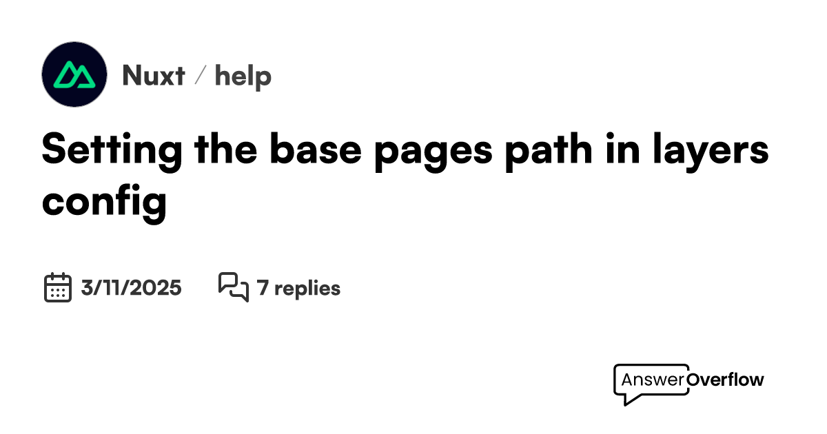 Setting the base pages path in layers config - Nuxt