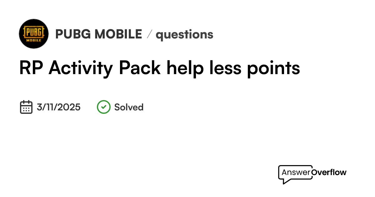 RP Activity Pack help less points - PUBG MOBILE