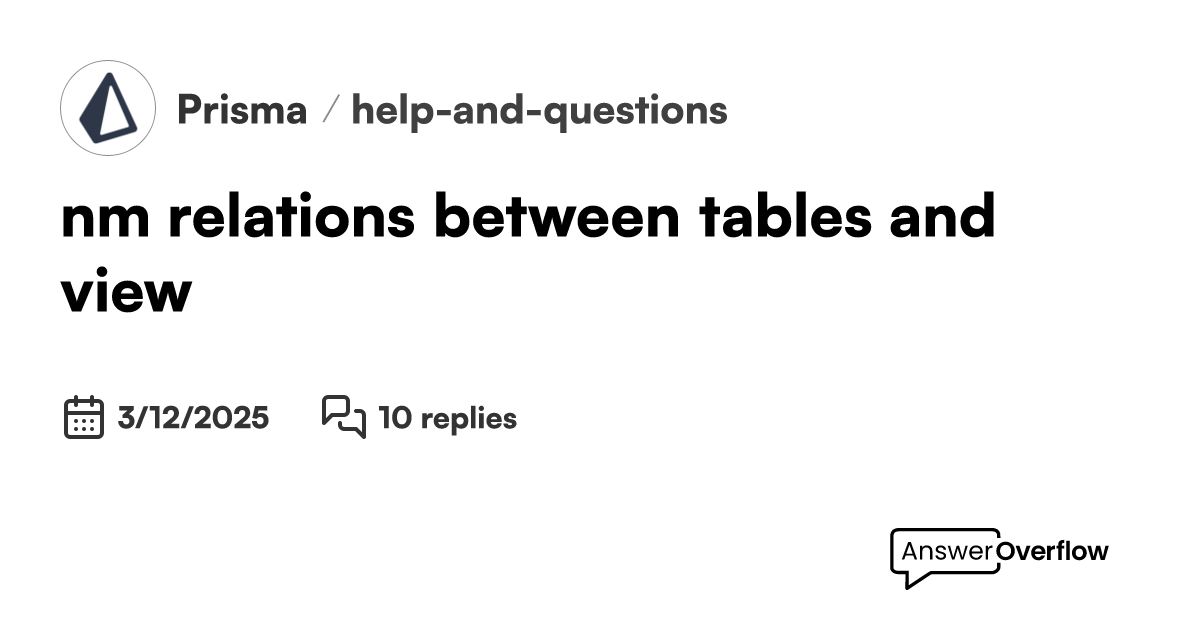 n:m relations between tables and view - Prisma