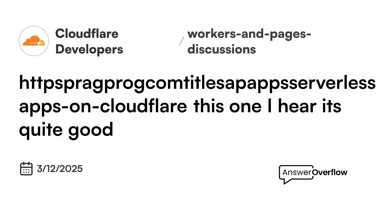 https://pragprog.com/titles/apapps/serverless-apps-on-cloudflare/ this one? I hear it’s quite ...