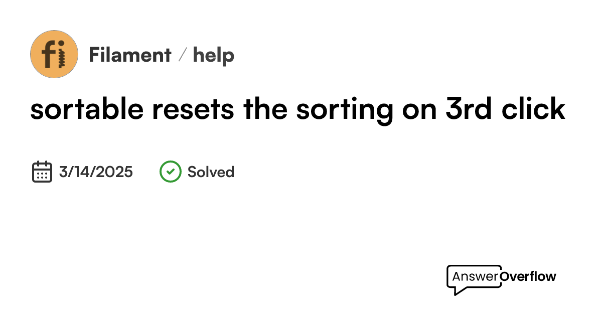 sortable() resets the sorting on 3rd click - Filament