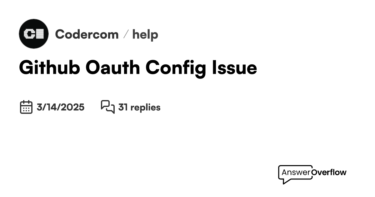 Github Oauth Config Issue - Coder.com
