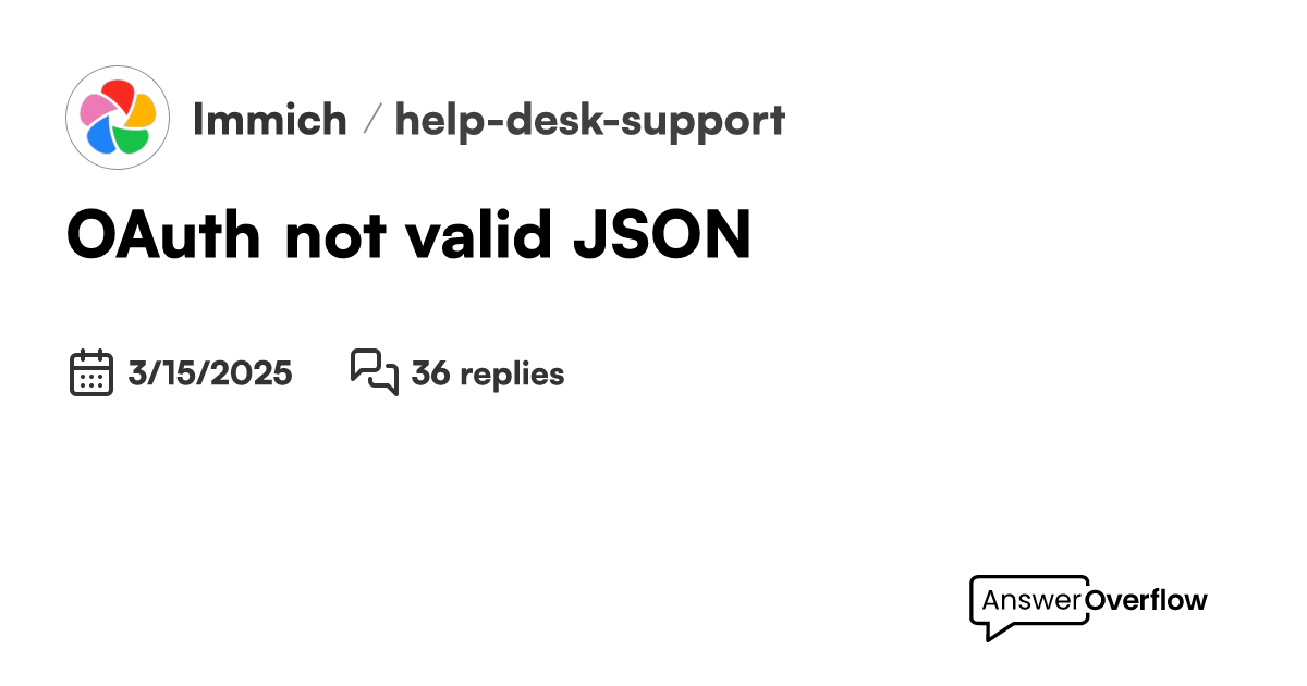 OAuth not valid JSON - Immich