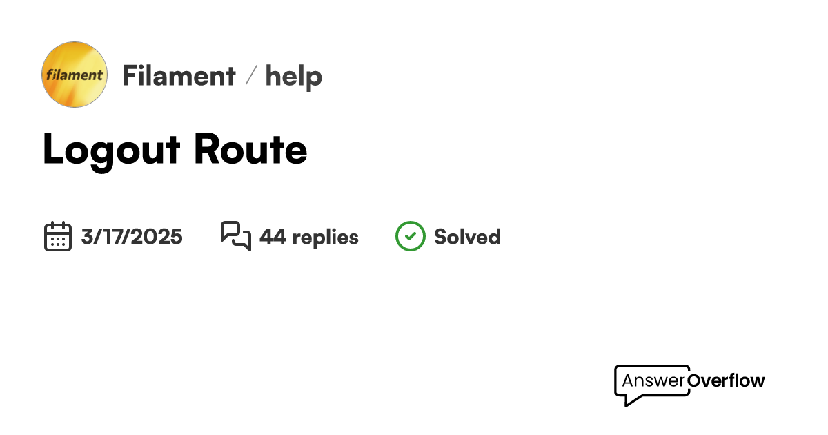 Logout Route - Filament
