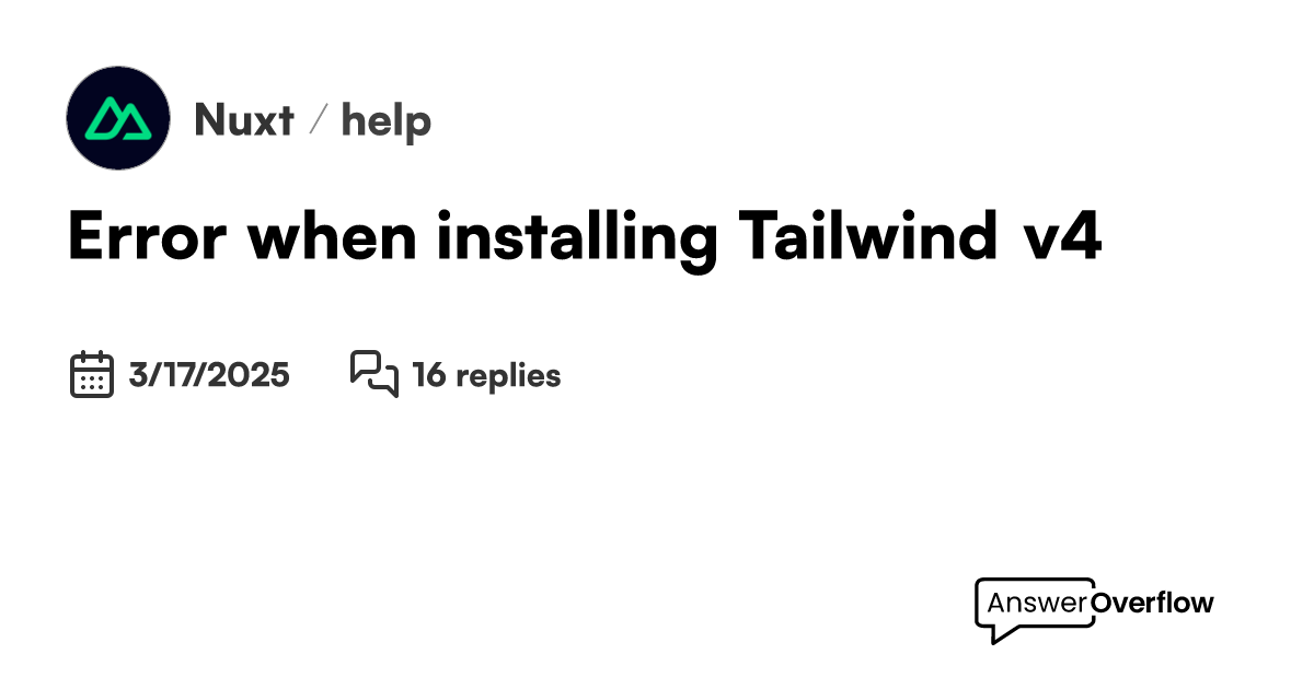 Error when installing Tailwind v4 - Nuxt