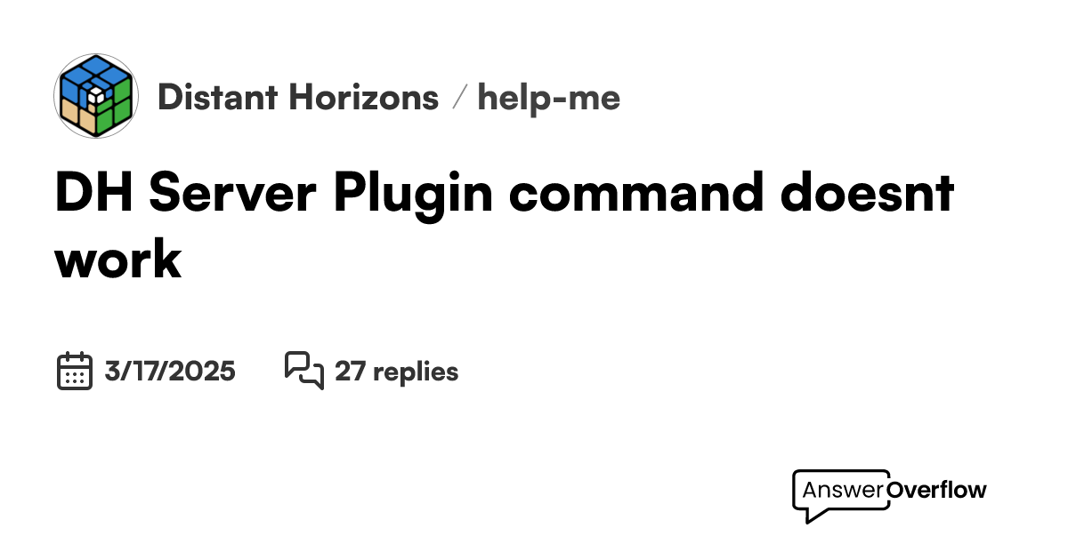 DH Server Plugin command doesnt work - Distant Horizons