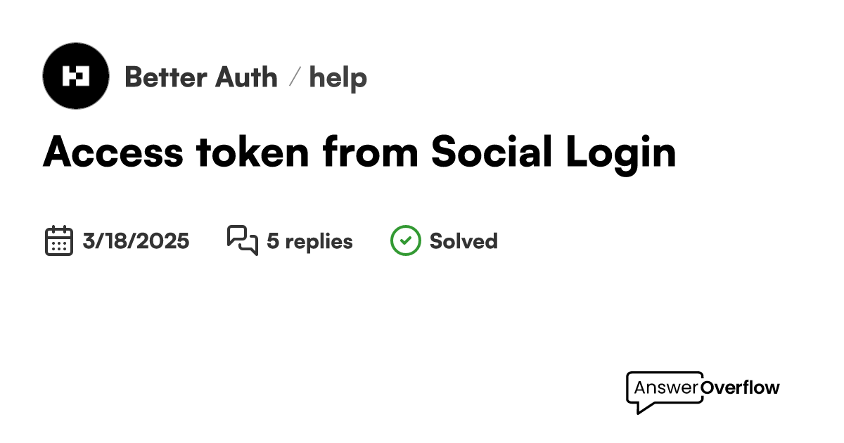 Access token from Social Login - Better Auth