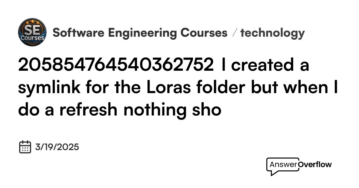 @Dr. Furkan Gözükara I created a symlink for the Loras folder, but when I do a refresh nothing ...