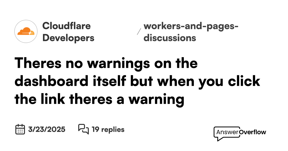 There’s no warnings on the dashboard itself, but when you click the link there’s a warning ...