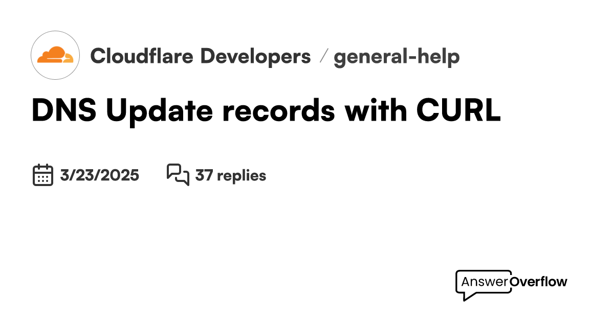 DNS Update records with CURL - Cloudflare Developers