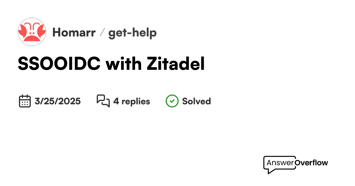 SSO/OIDC with Zitadel - Homarr