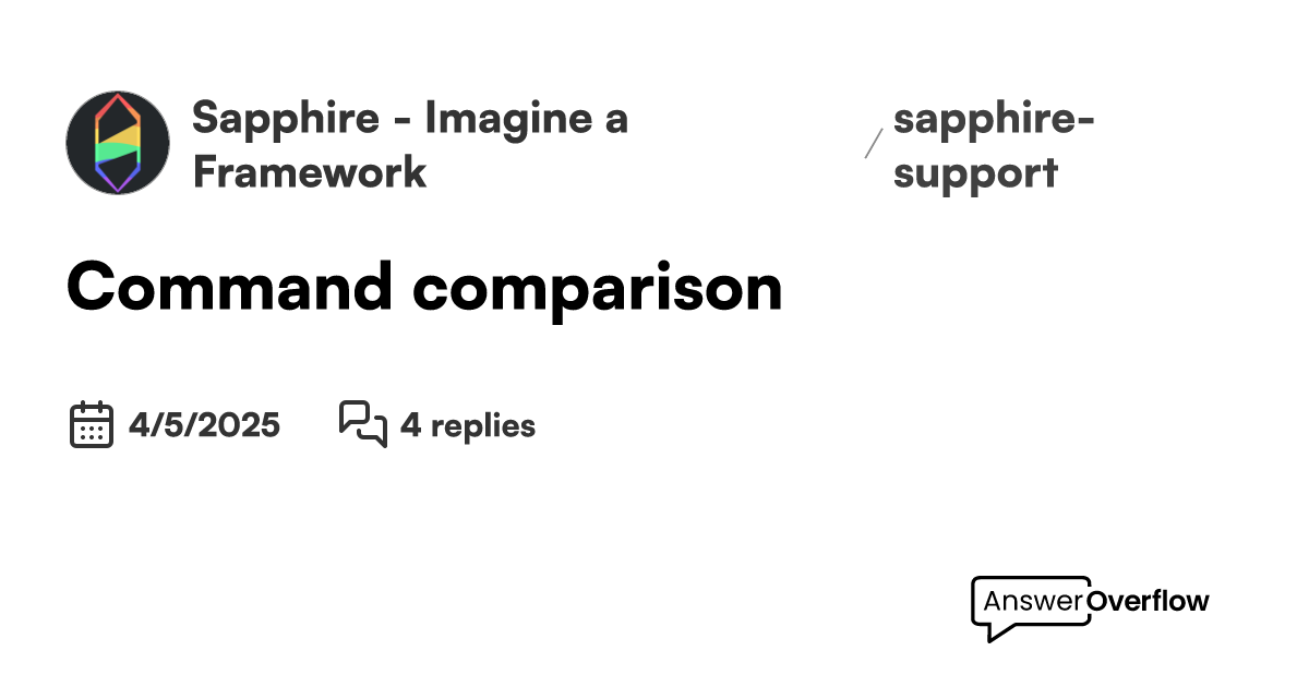 Command comparison - Sapphire - Imagine a Framework
