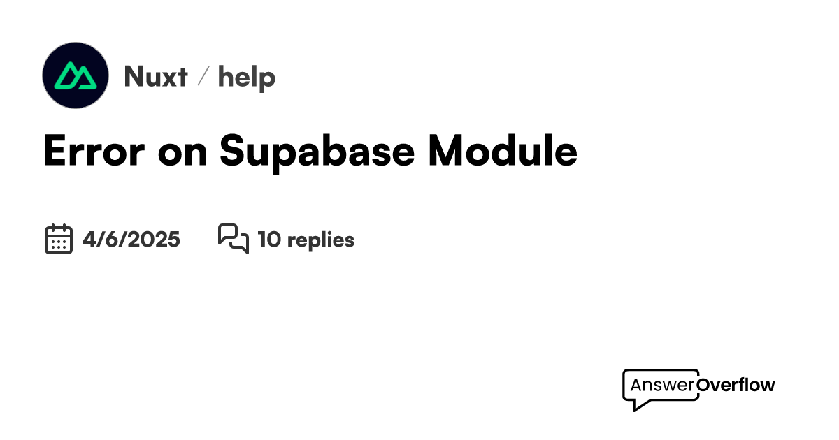 Error on Supabase Module - Nuxt