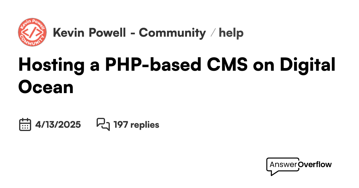 Hosting a PHP-based CMS on Digital Ocean - Kevin Powell - Community
