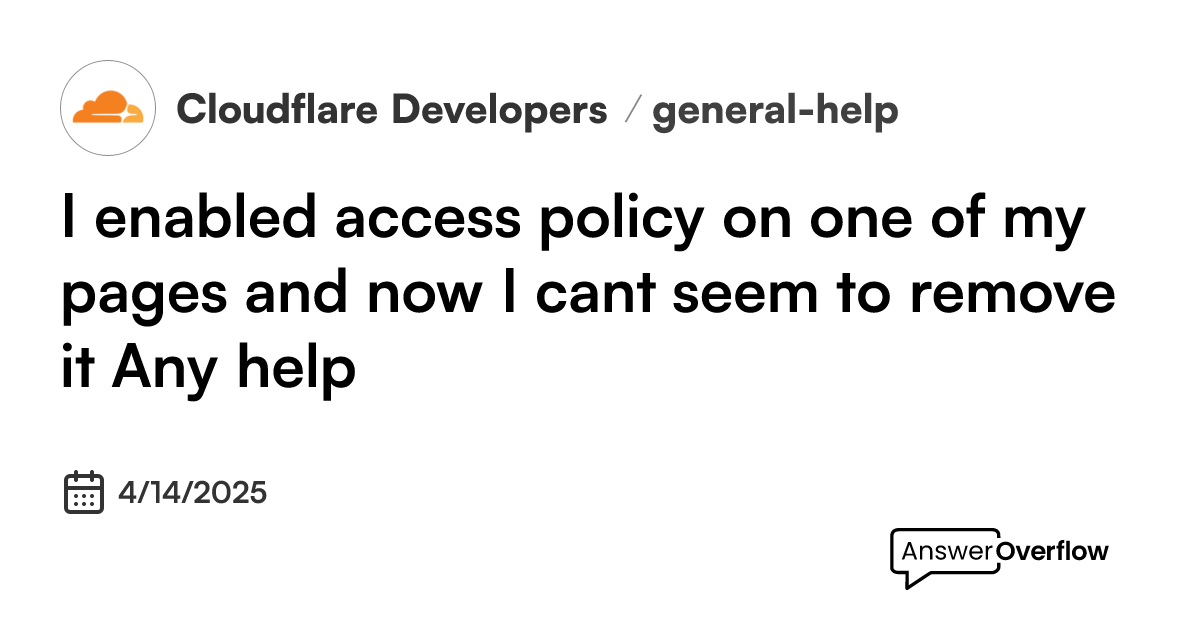 I enabled 'access policy' on one of my pages, and now I cant seem to remove it. Any help ...