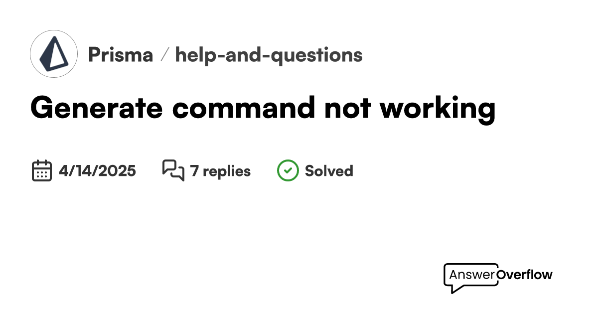 Generate command not working - Prisma