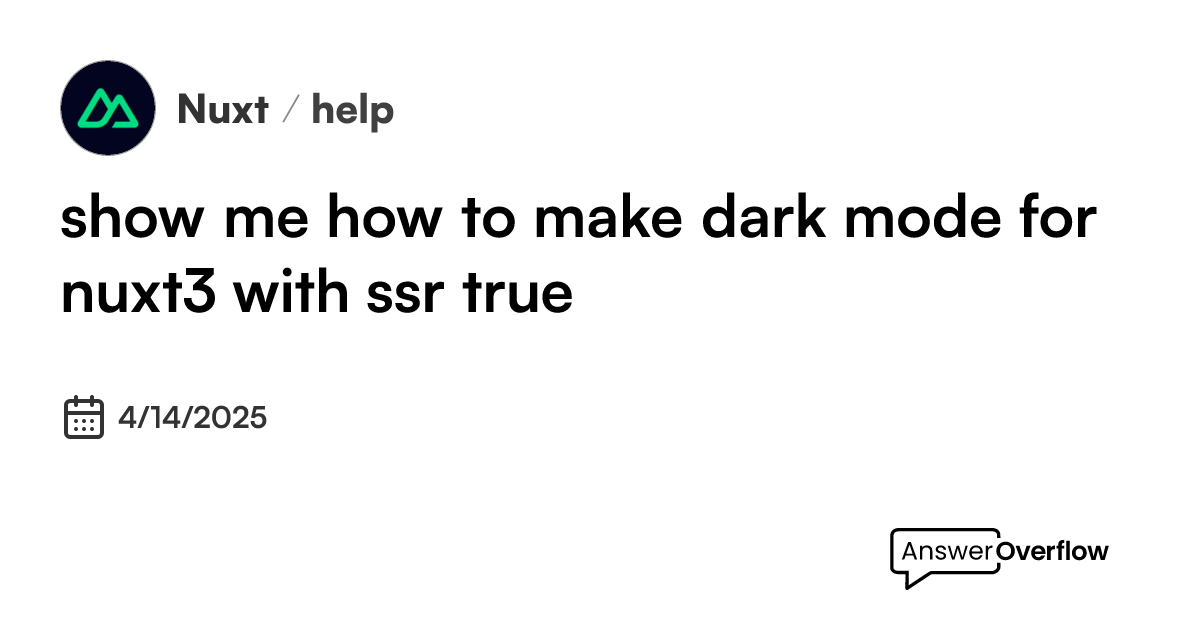show me how to make dark mode for nuxt3 with ssr = true - Nuxt