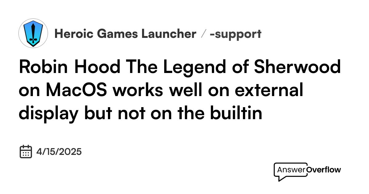 Robin Hood: The Legend of Sherwood on MacOS works well on external ...
