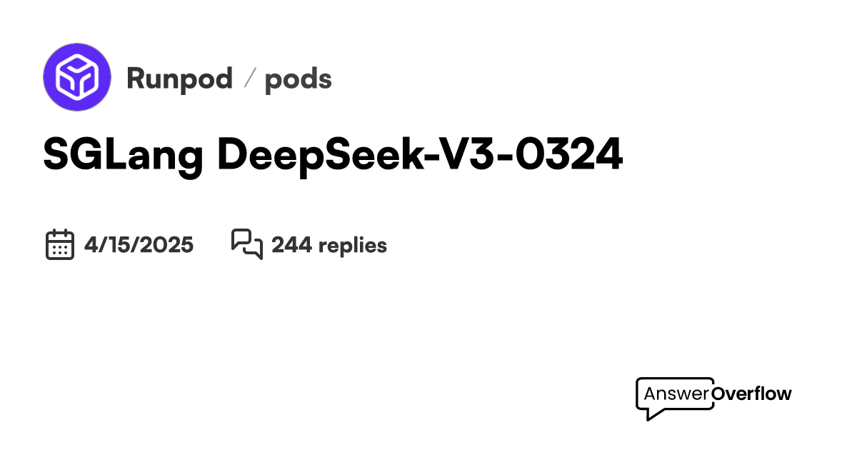 SGLang DeepSeek-V3-0324 - Runpod