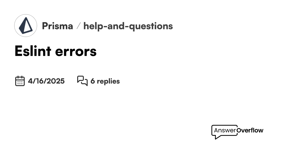 Eslint errors - Prisma
