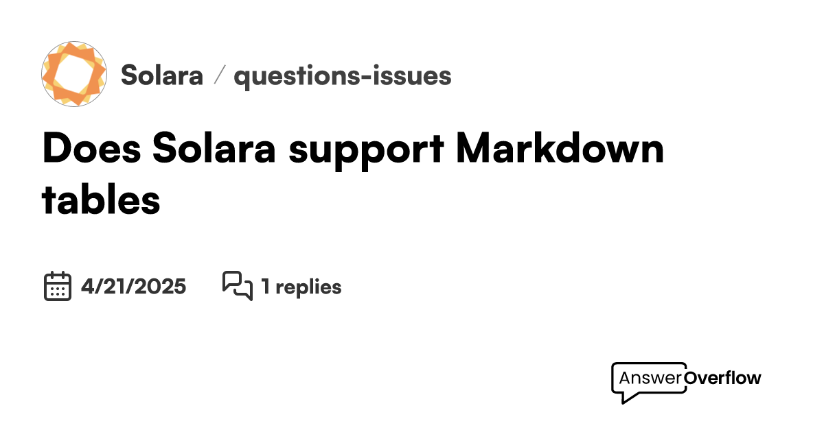 Does Solara support Markdown tables? - Solara
