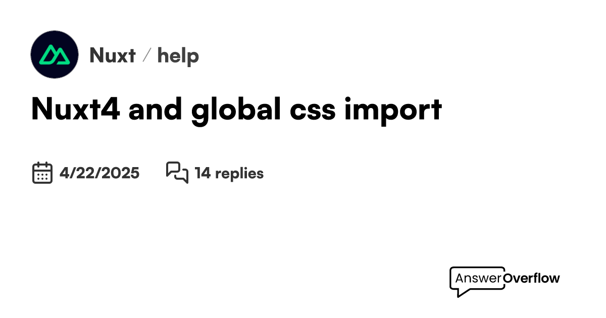 Nuxt4 and global css import - Nuxt