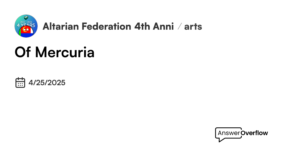 Of Mercuria - Altarian Federation