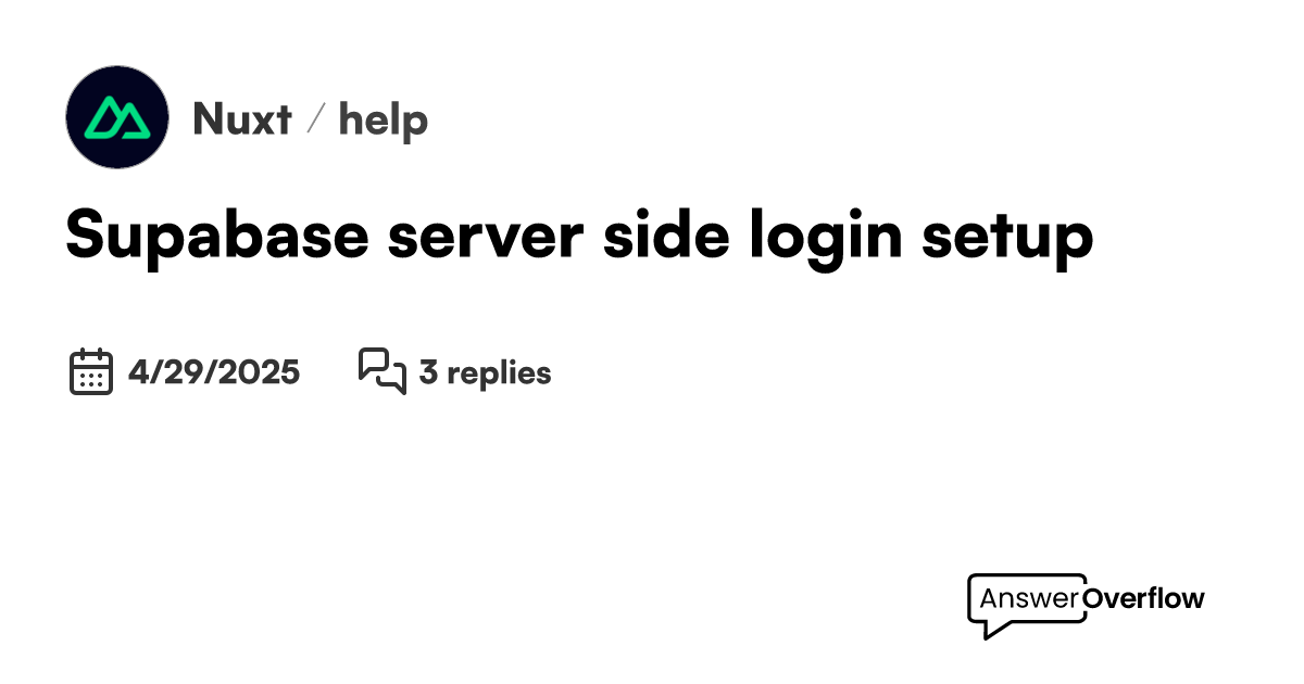 Supabase server side login setup - Nuxt