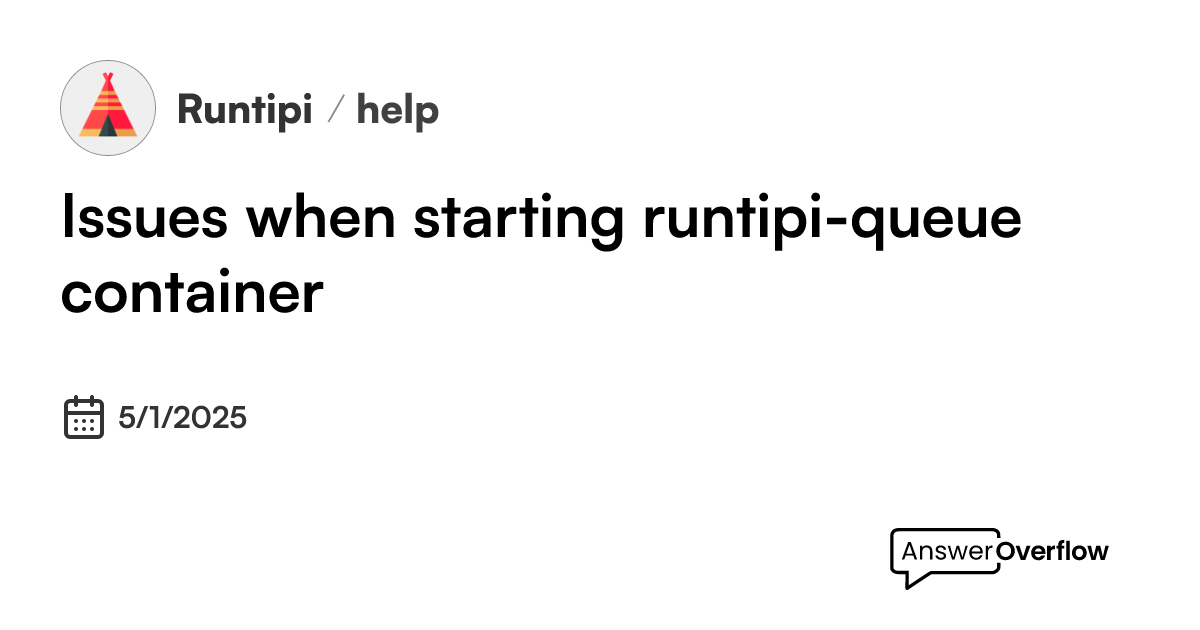 Issues when starting runtipi-queue container - Runtipi
