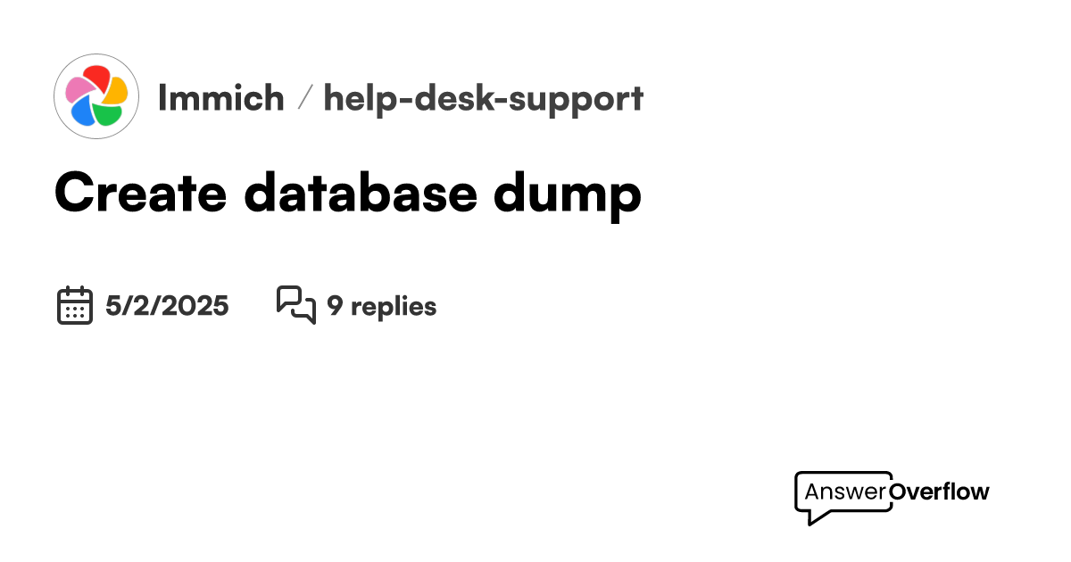 Create database dump - Immich