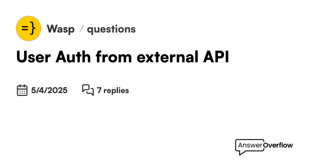 User Auth from external API - Wasp